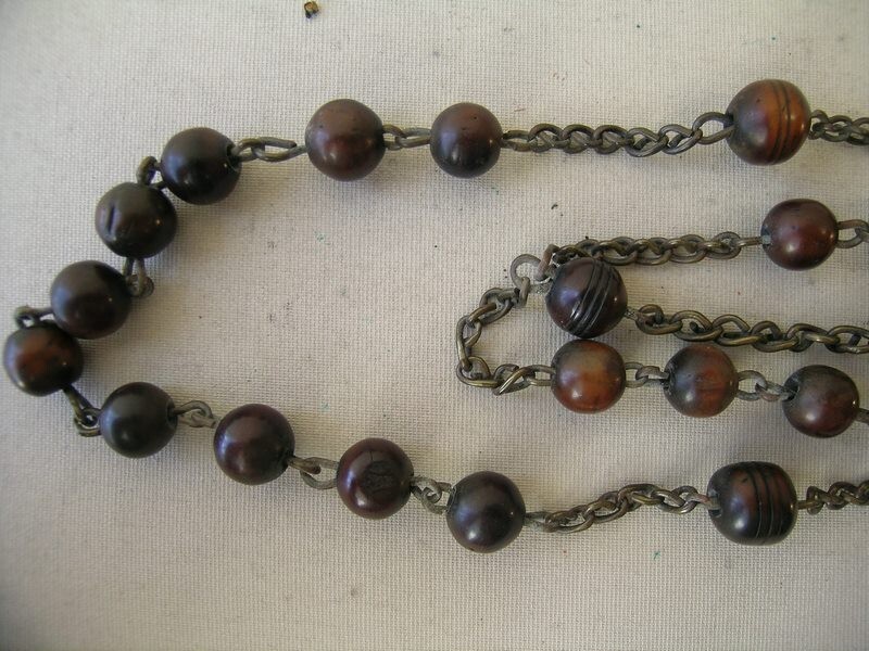 Antique Nuns rosary from convent with wooden beads and copper cross (3 ...
