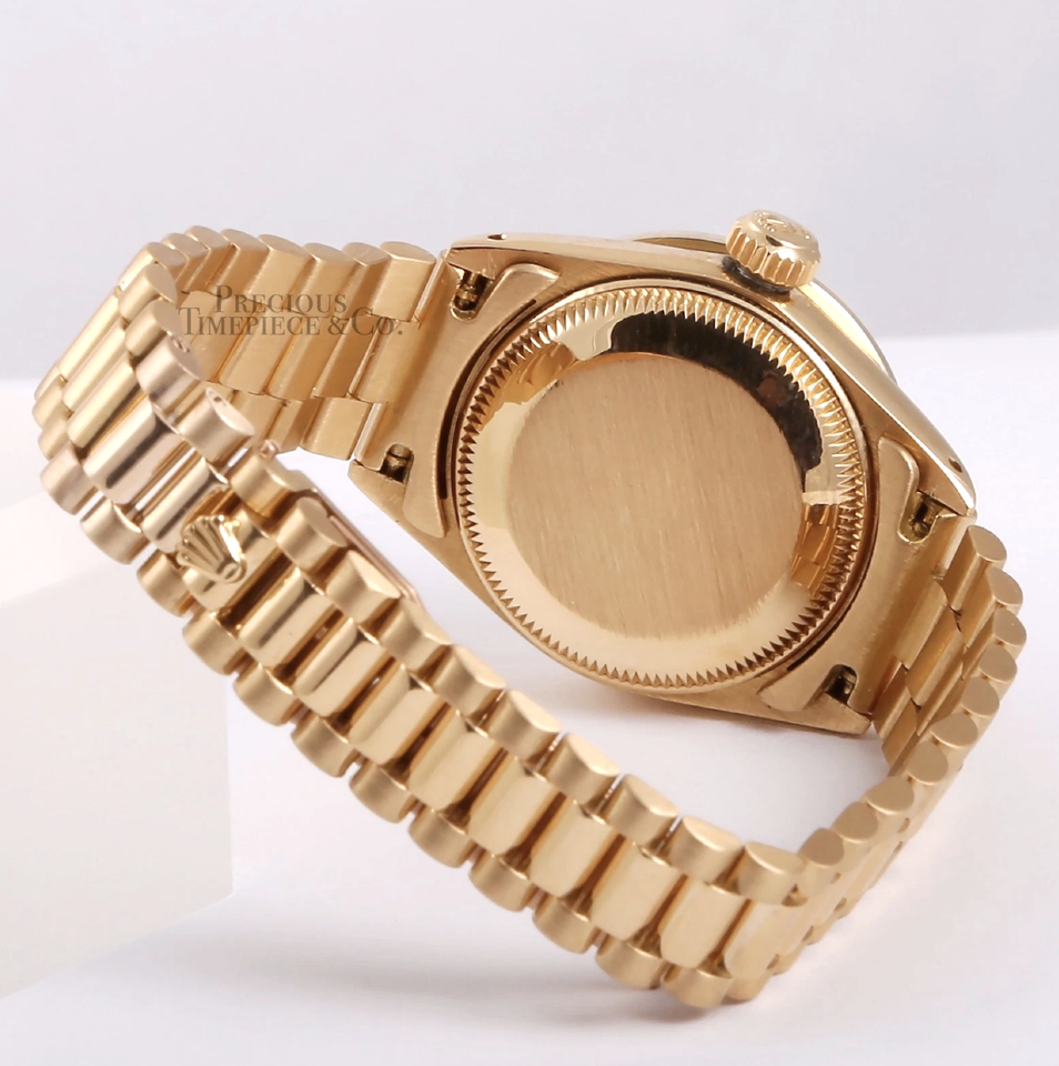 Rolex Lady Datejust 26mm President 18K Gold Diamond Bezel Black MOP ...