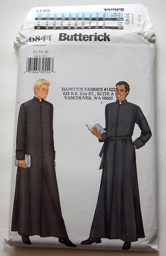 B6844 Butterick 6844 Sewing Pattern Men Costume Priest Clergy Matrix ...