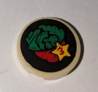 LEGO TAN Tile Round 2x2 Salad Bowl Red Number 3 Sticker 14769pb279 Set ...