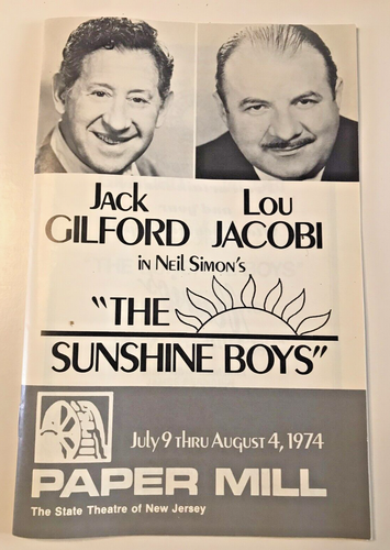 The Sunshine Boys Playbill Jack Gilford Lou Jacobi 1974 Paper Mill New ...