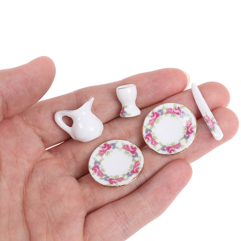 40pcs/set DollHouse 1:12 Scale Miniature Tableware Porcelain China Tea ...