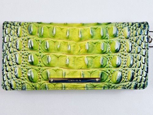 Brahmin Melbourne ADY Slim Bifold Leather Wallet Zesty Green Ombre ...