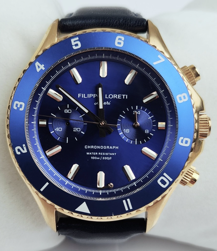 Filippo Loreti Ascari Chronograph Watch - Rose Gold and Blue - Needs ...
