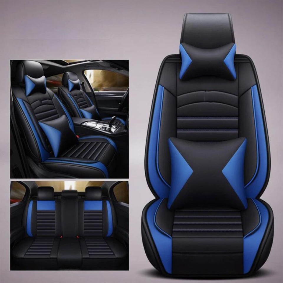 Car Full Set Seats Covers Luxury Leather 5-Seats Front Rear Protector ...