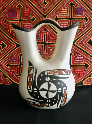NATIVE AMERICAN ACOMA PUEBLO POTTERY WEDDING VASE SIGNED BY RON RITZ ...