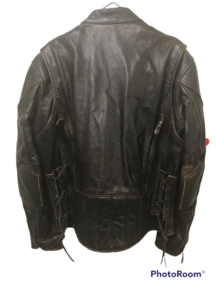 Vintage Xelement Advance Motorcycle Gear Men Leather Brown Jacket Zip ...