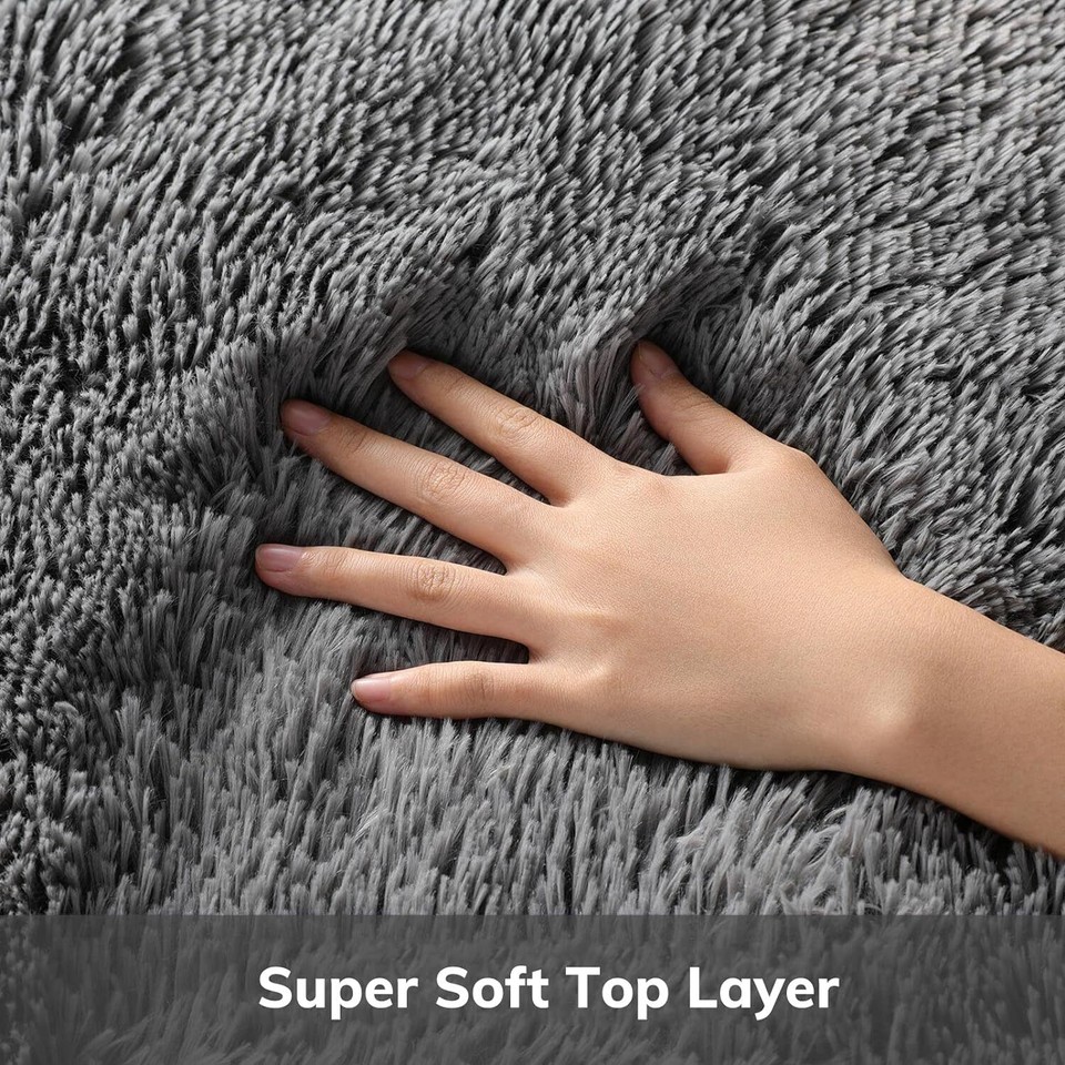 Fluffy Rugs Anti-Slip Large Shaggy Rug Super Soft Mat Living Room ...