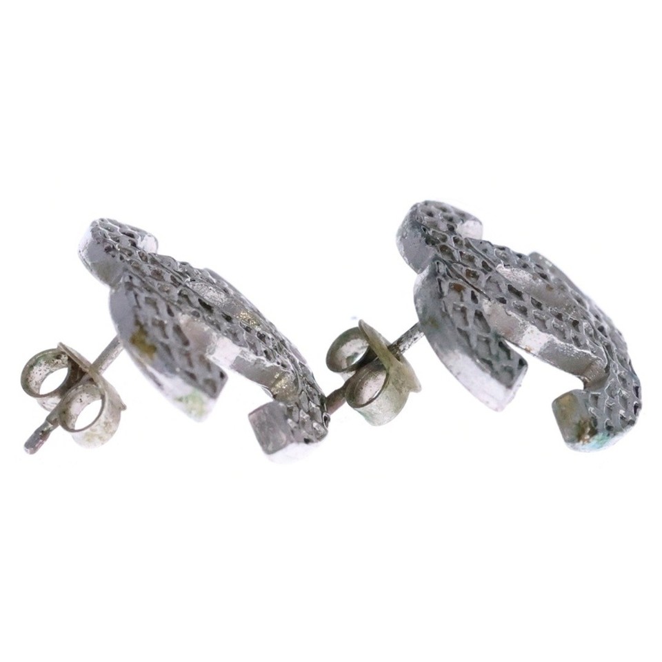 CHANEL Coco Mark Earrings Silver Metal 00A Used ...