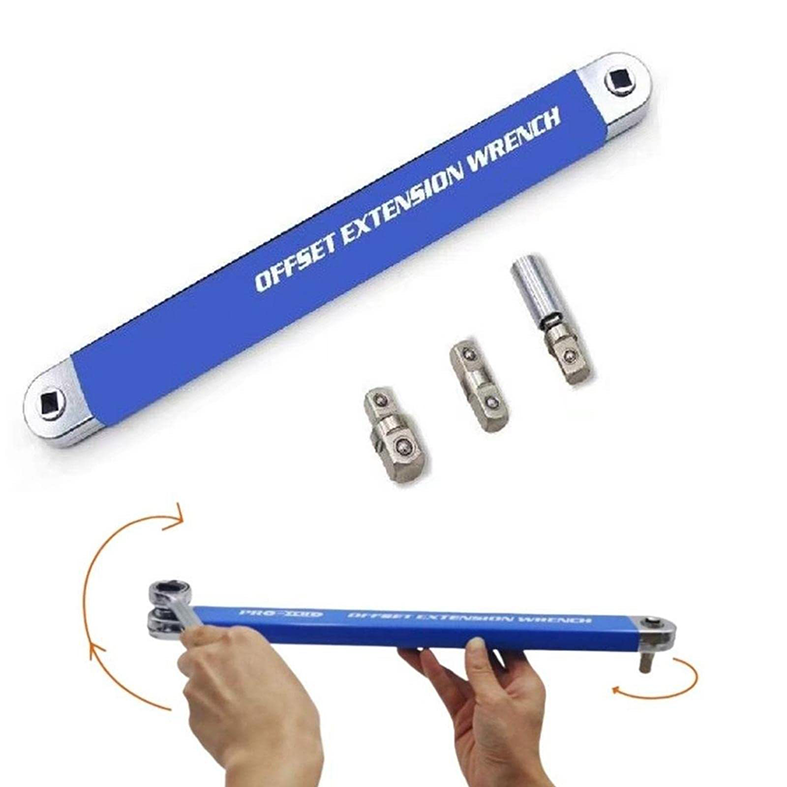 Impact Ready Offset Extension Wrench w/Adapters Tight Reach Extension ...