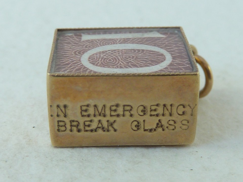 Ten Bob Shilling Note In Emergency Break Glass Lucky Charm Vintage 9ct ...