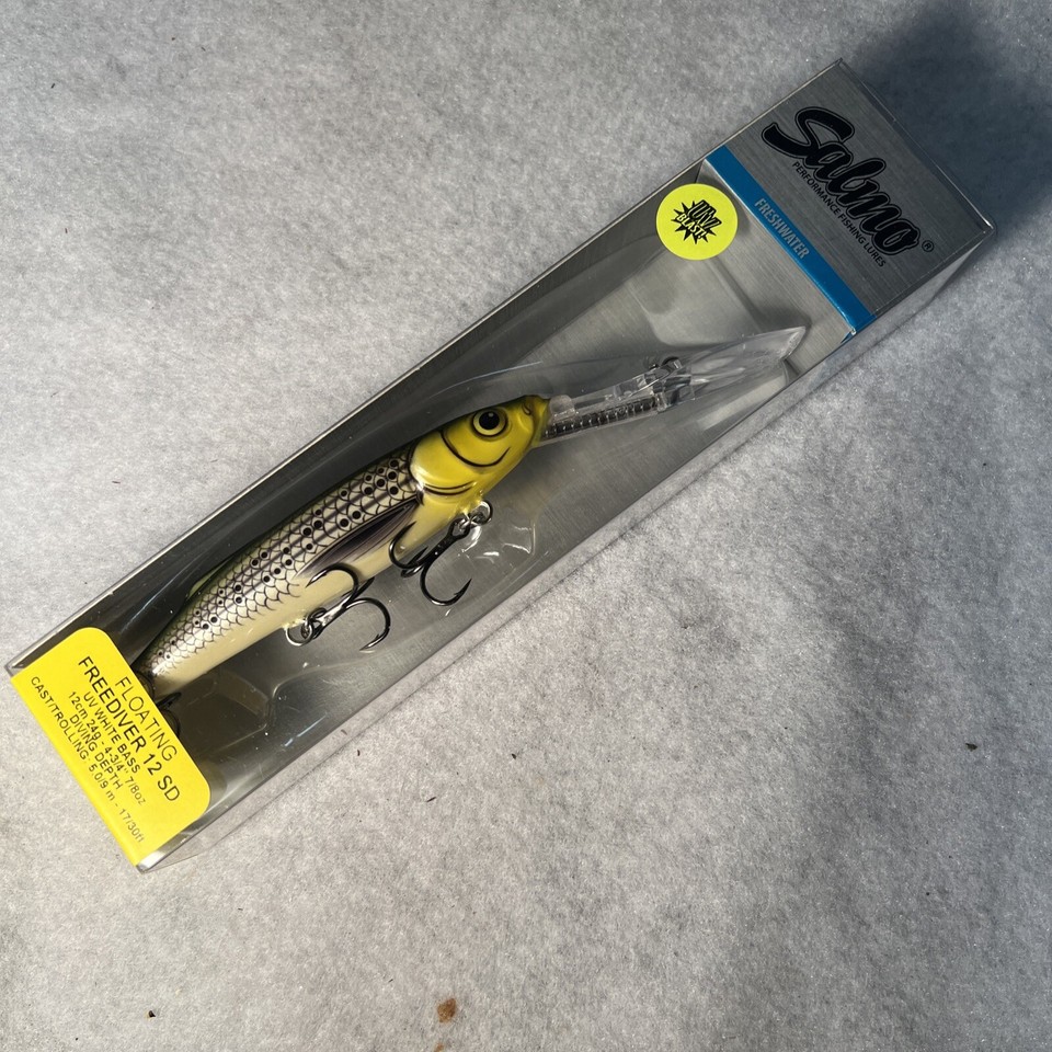 LOT of 12 Salmo Freediver 12 SD UV White Bass 4 3/4" Deep Diving ...