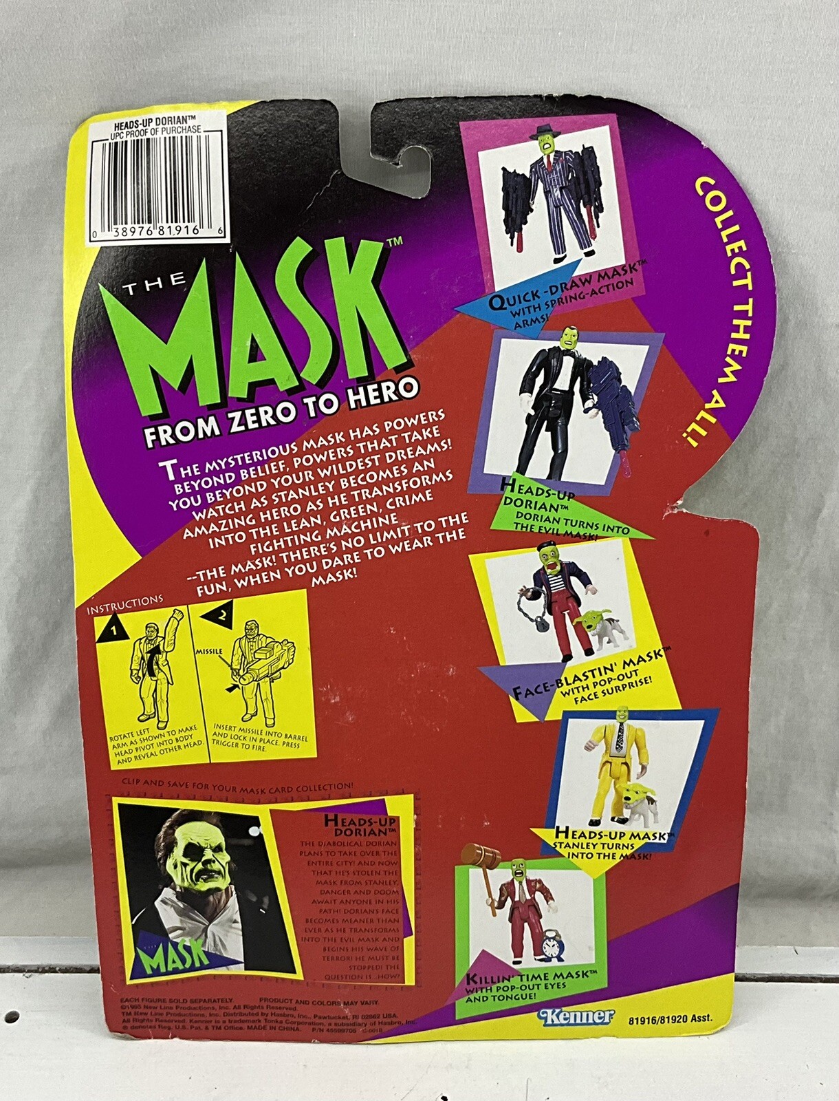 1995 The Mask: From Hero to Zero Heads-Up Dorian Kenner Action Figure ...