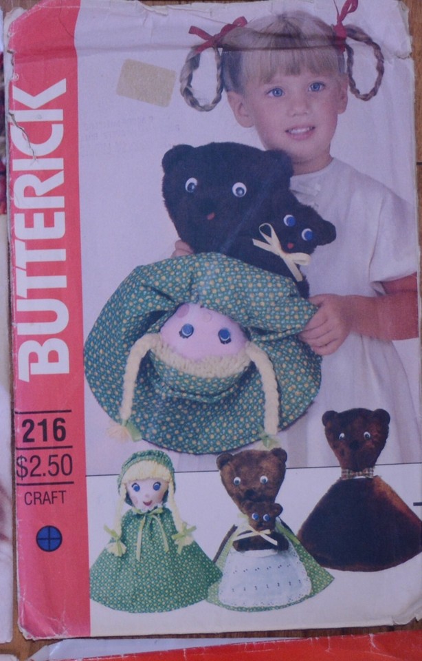 Butterick Sewing Patterns Craft Stuffed Animal Plush Dolls Bears Home+ ...