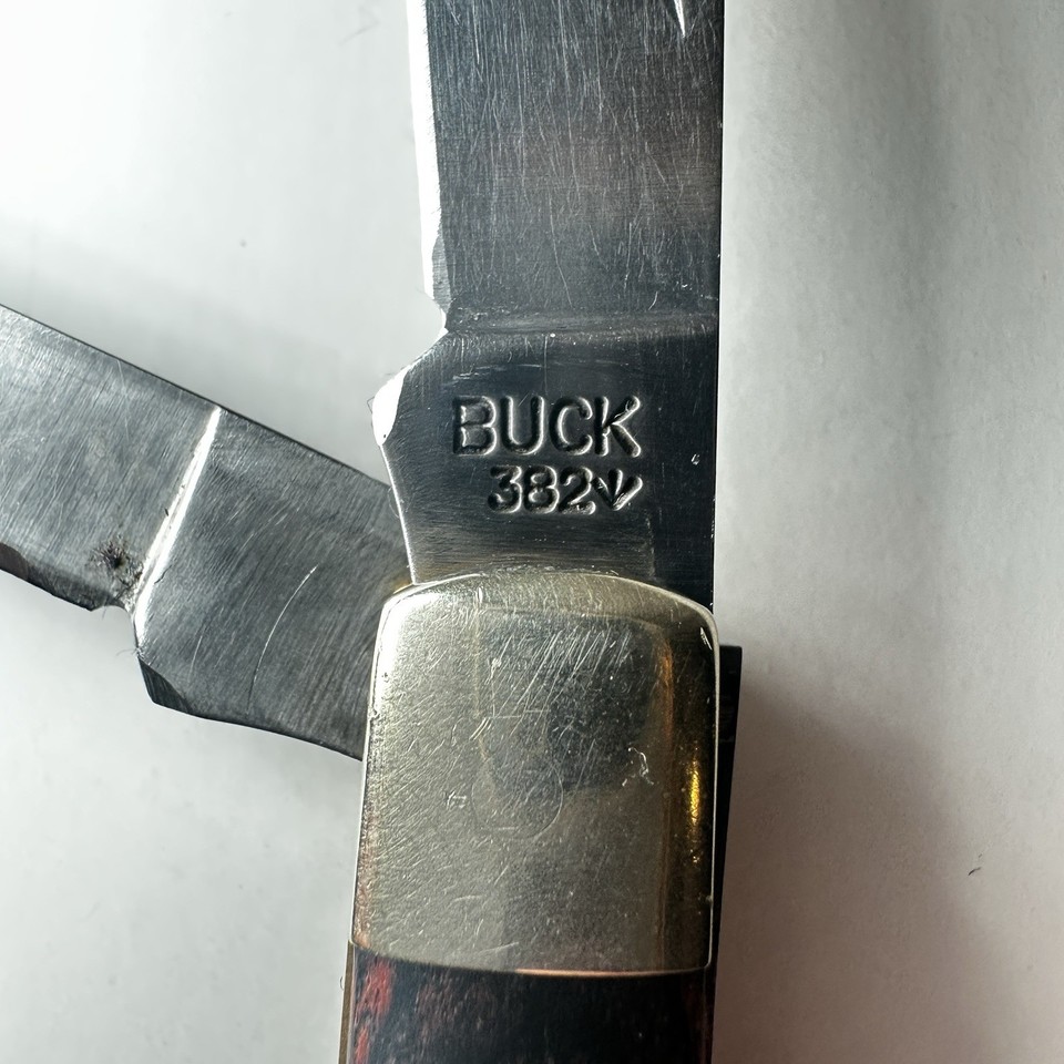 2007 BUCK 382 Mini Trapper KNIFE 2 Blade BROWN Wood Handles | eBay