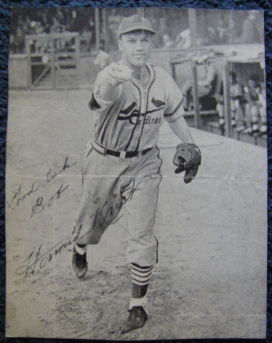 Howie Krist, St Louis Cardinals pitcher & 2xWS Champion signed 9x7 ...