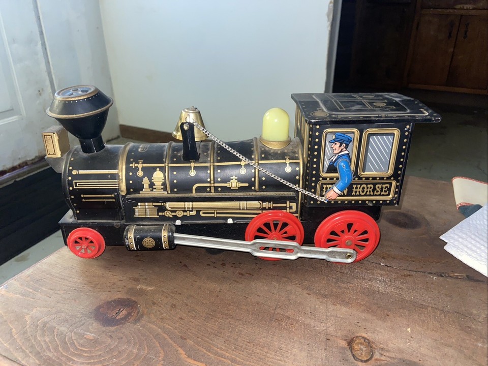 Battery Operated IRON HORSE Locomotive Tin Train Modern Toys Japan ...