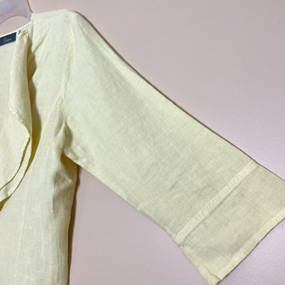 Willow Linen Tie Front Jacket Small Ruffle 3/4 Sleeve Art To Wear Lagenlook | eBay