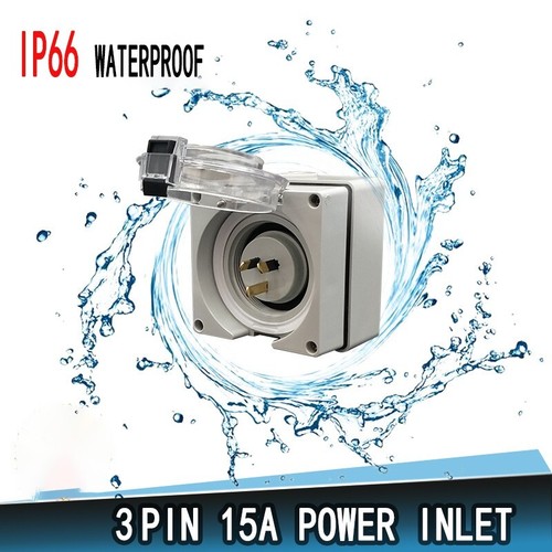 3 pin 15 Amp 15A Power Inlet - Weatherproof - IP66 for Motorhome RV ...