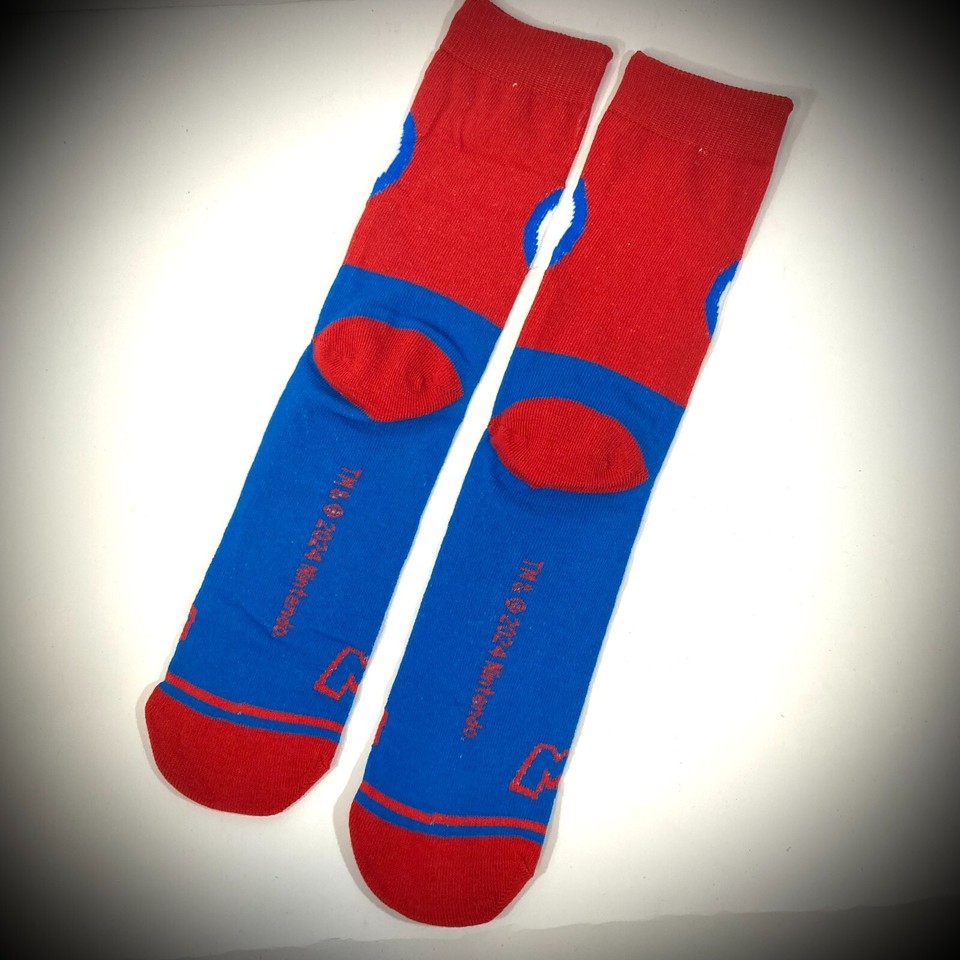 new SUPER MARIO SOCKS video game retro 80s 90s nintendo nes blue red ...