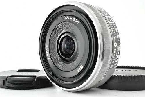 [Near MINT] Sony E 16mm f/2.8 SEL16F28 Silver Pancake Lens E-Mount From ...