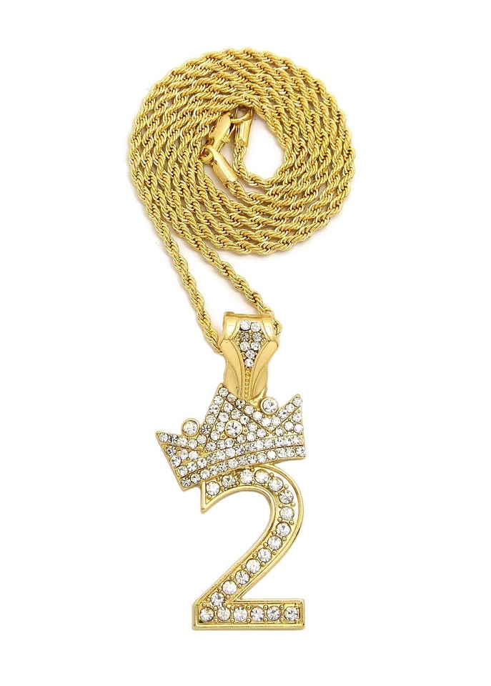 NEW # 1 to 9 NUMBER PENDANT & 24" VARIOUS CHAINS & COLOR HIP HOP ...