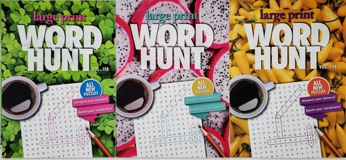 3 New Papp Puzzle Books Large Print Word Hunt Search Find Vol#113-124 ...
