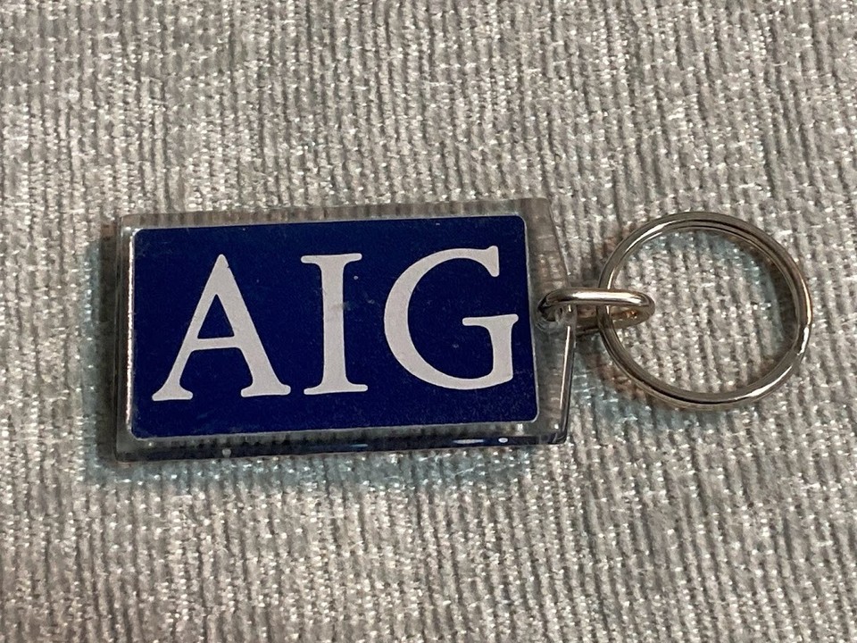AIG Keychain Key Fob Ring Blue Chrome Finance Insurance Promo NEW | eBay