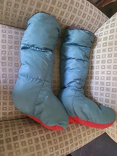 Vintage Duck Down Booties Slippers Camping Tent Shoes Boots Socks Size ...