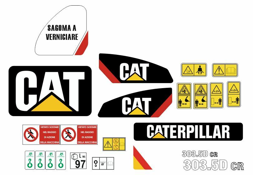 Compatible Decals For CATERPILLAR 303.5D CR Adhesive, Complete Kit | eBay