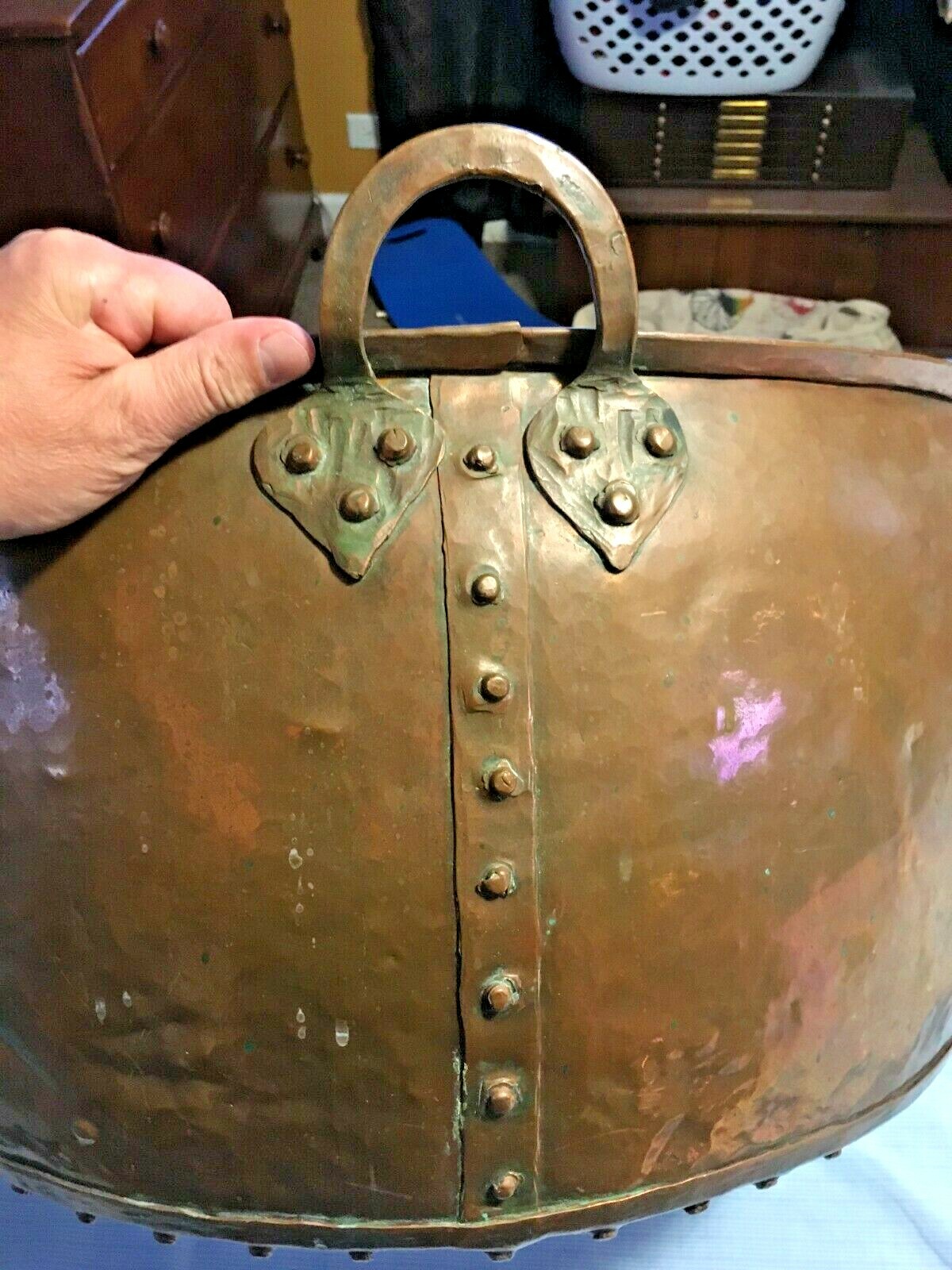 ANTIQUE 17TH CENTURY 1600'S LARGE NORSK COPPER RIVETED CHEESE VAT ...