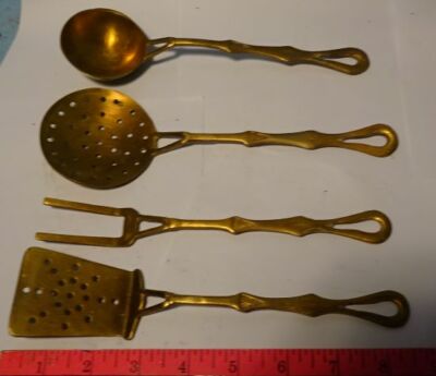 ** Vintage - BRASS or BRONZE Serving Set or ??- VERY UNUSUAL SIZED ...