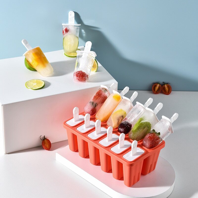 Silicone Ice Cream Mould Block 4~12 Cavity Frozen Molds Icy Pole Jelly ...