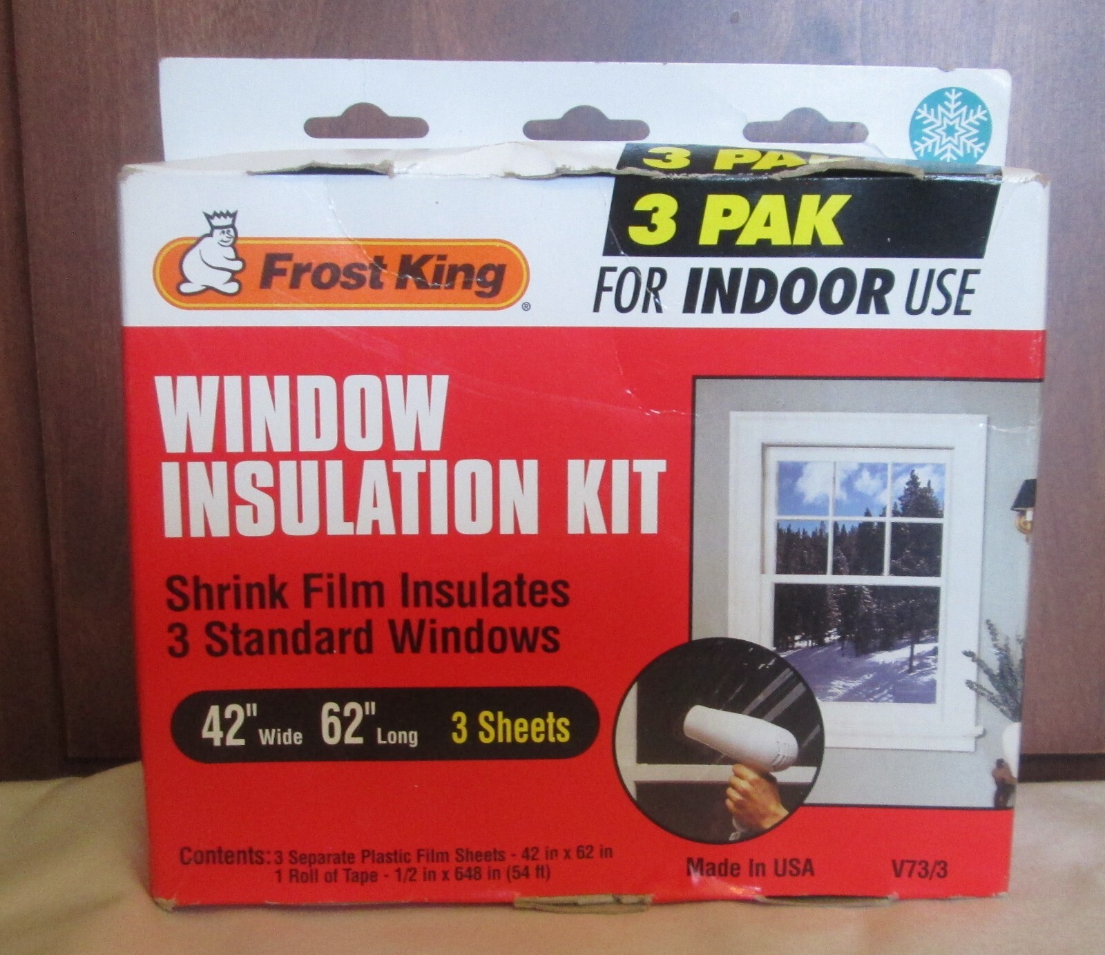 Frost King window insulation kit 3 pack 42" x 62" USA MADE Winterize ...
