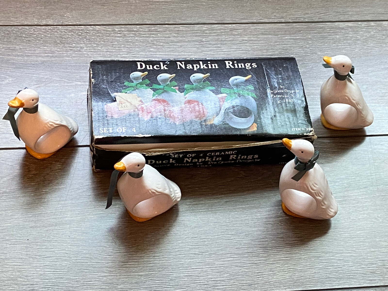 Vintage Set Of 4 White Duck Ceramic Napkin Rings Holders Ron Gordon ...