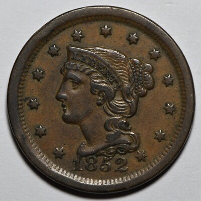 1852 braided hair large cent in a circulated high grade | eBay