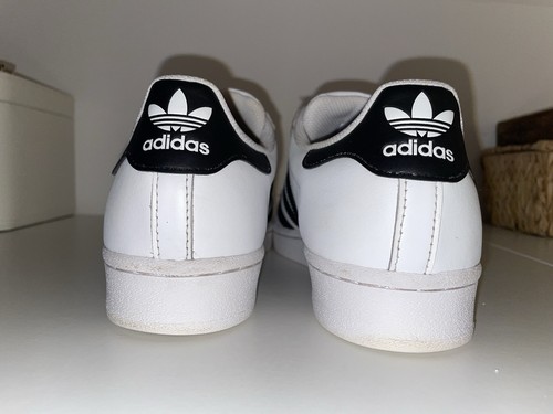 ADIDAS SUPERSTAR WHITE BLACK GOLD SHELL TOE TRAINERS Size 8 | eBay