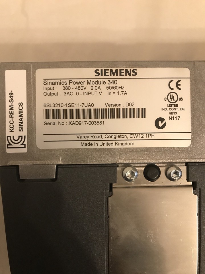 Siemens 6SL3210-1SE11-7UA0 Sinamics Power Module 340 Version D02 50 ...