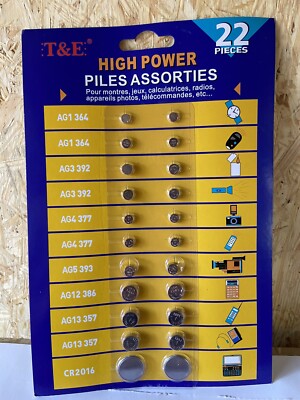 Battery VALUE Pack Assorted 44 Button Cell Batteries 2 Cards Free ...