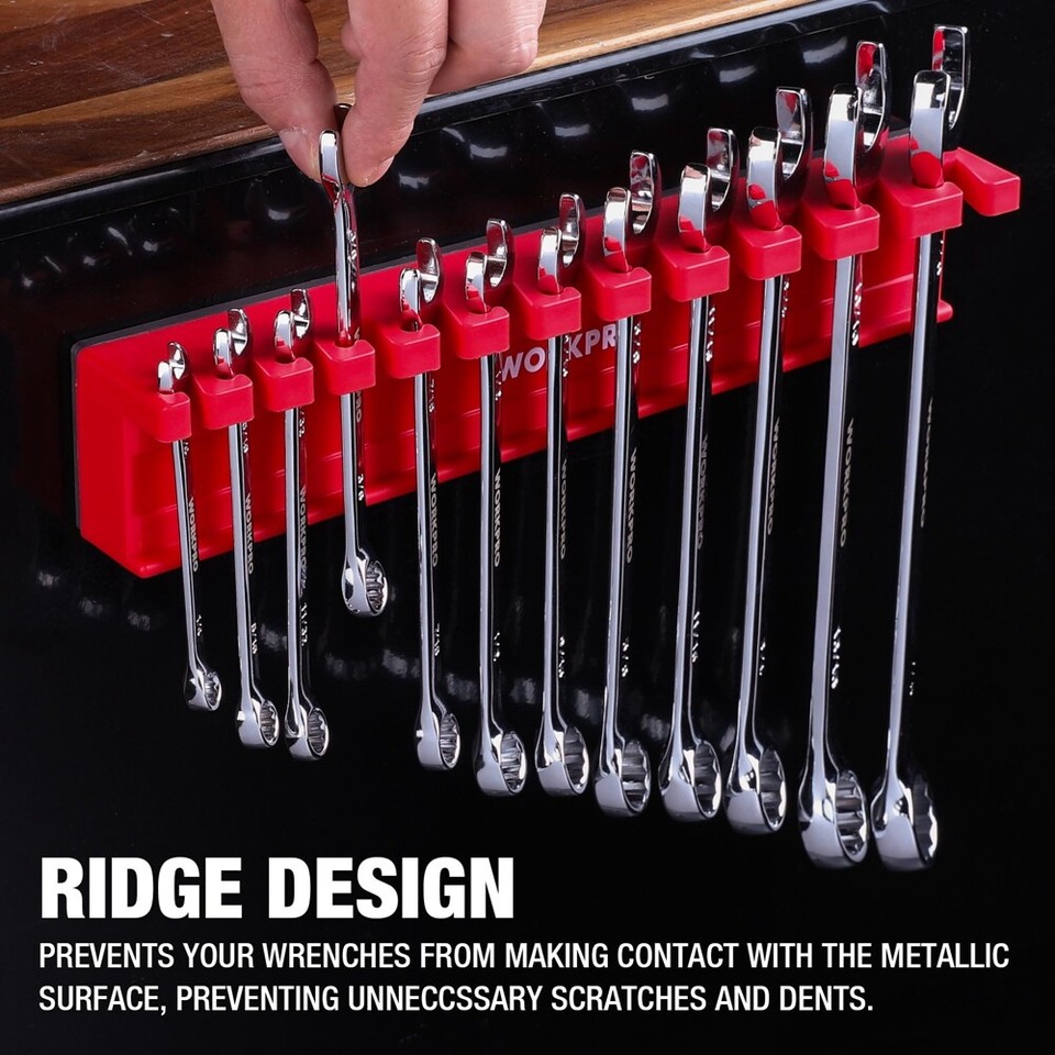 WORKPRO 2PC Magnetic Wrench Organizer Wrench Rack Tool Tray 24Slot ...