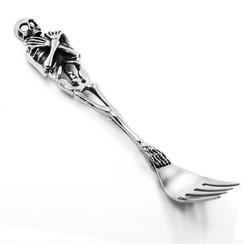 Cool Gothic Silver Stainless Steel Flatware Skeleton Forks Spoons ...