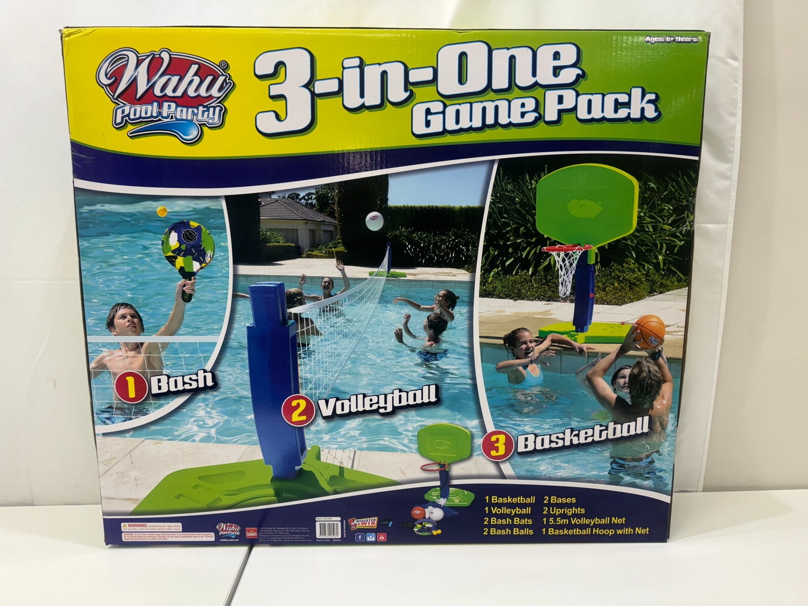 NEW Wahu Pool Party 3-In-One Game Pack Inc Basketball, Volleyball Ages ...