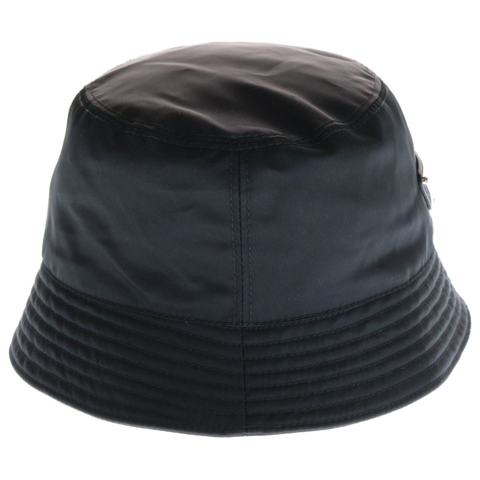 PRADA 20SS RE-NYLON Nylon Triangle Logo Plate Bucket Hat Black 1HC137 ...