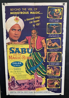1957 SABU AND THE MAGIC RING 1SH One Sheet Movie Poster 27 x 41 | eBay