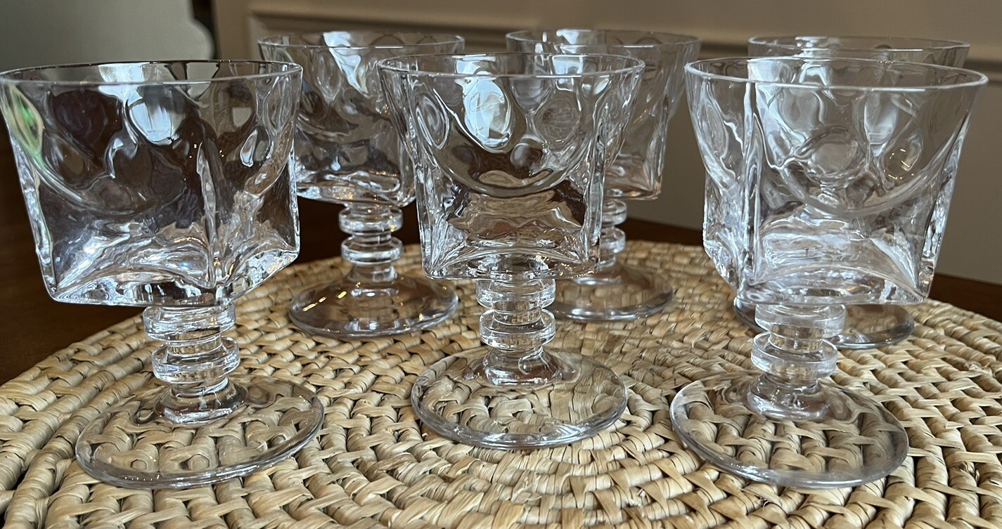 Vintage Bryce Glass Esquare H6 Martini Cocktail Glasses Square Textured ...