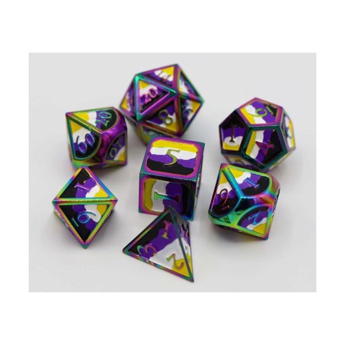 Foam Brain Dice Metal Poly Set - Non-Binary Pride (7) New 617629721751| eBay