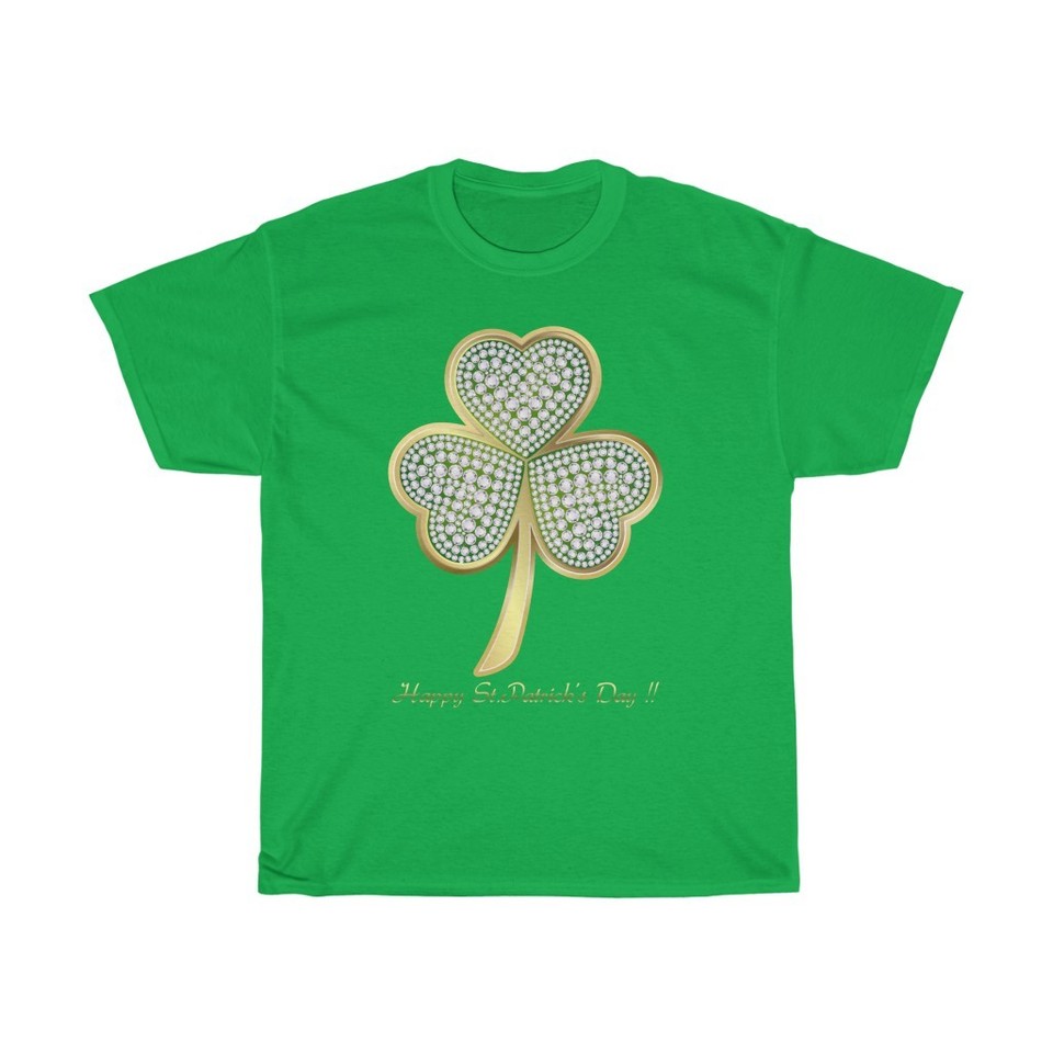 Happy St Patrick's Day Diamond Gold Shamrock Unisex Heavy Cotton Tee ...