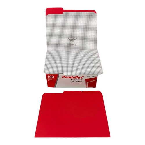 100 Folders Pendaflex Red Letter Size File Folders with Interior Grid 1 ...