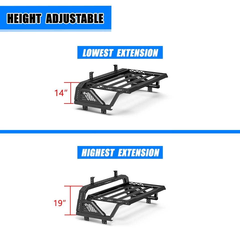 Adjustable Overland Bed Rack Roll Bar For Full-Size Pickup Trucks with ...