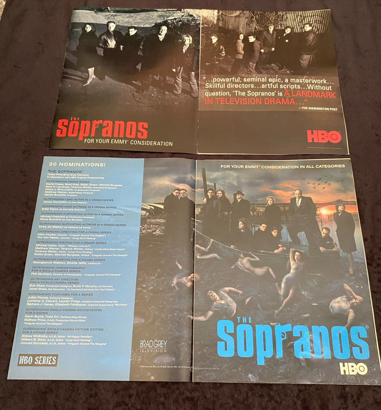 THE SOPRANOS two Emmy ads cast, James Gandolfini, Edie Falco, Best ...